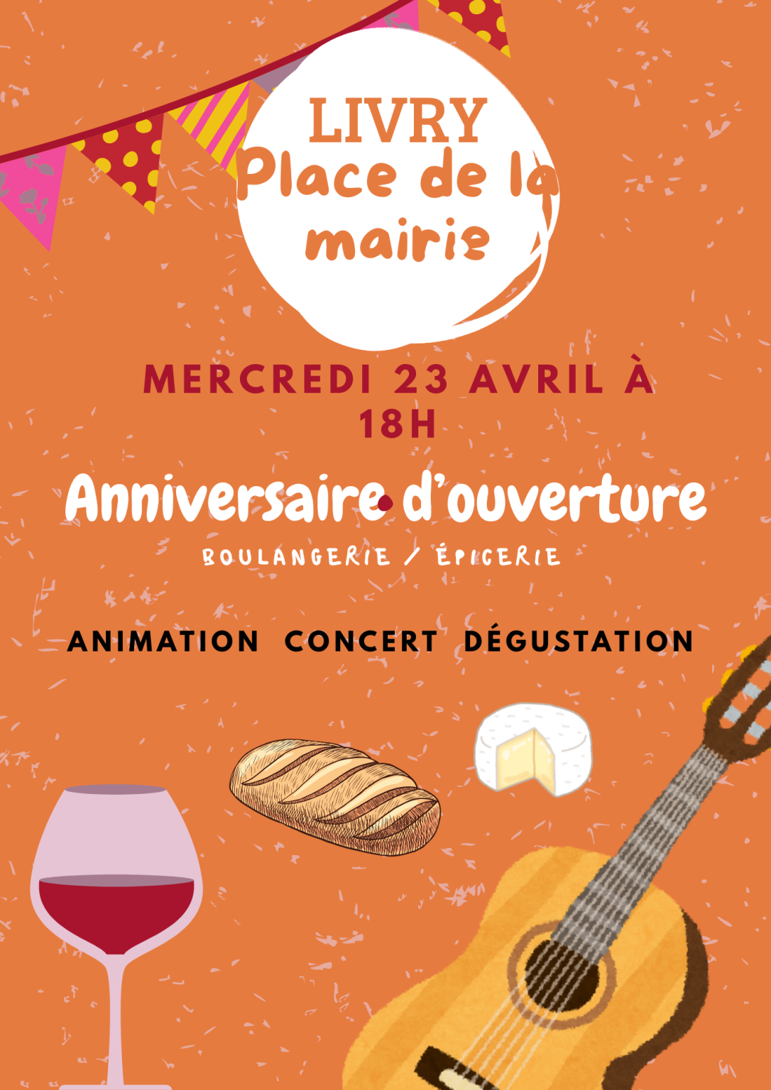 Flyer Inauguration Festif Illustré Orange - Livry - Commune de Livry